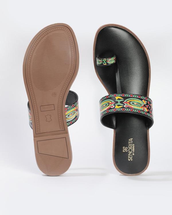 Printed Toe-Ring Flat Sandals - JioMart