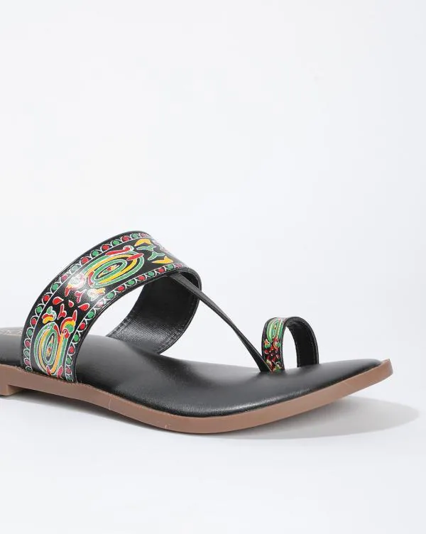 Printed Toe-Ring Flat Sandals - JioMart