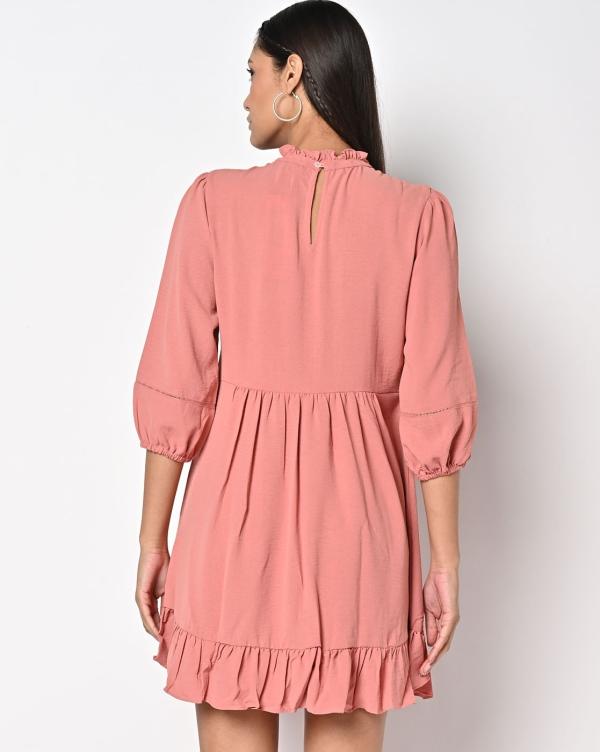 Fit & Flare Dress with Ruffled Hemline - JioMart