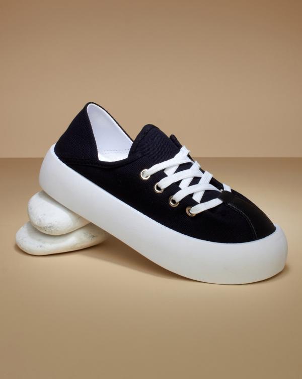Round-Toe Lace-Up Sneakers - JioMart