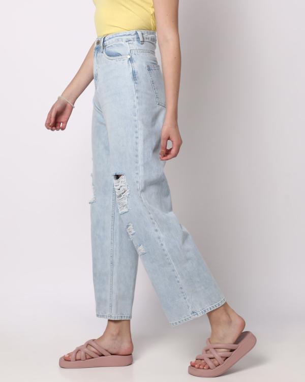 Lightly Washed Distressed Jeans - JioMart