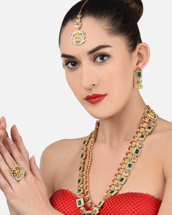 South Indian Style Temple Necklace Set - ZPFK11662 - JioMart