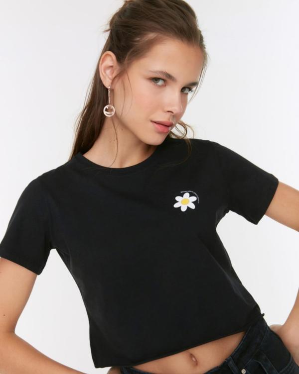 Crew-Neck T-shirt with Placement Print - JioMart