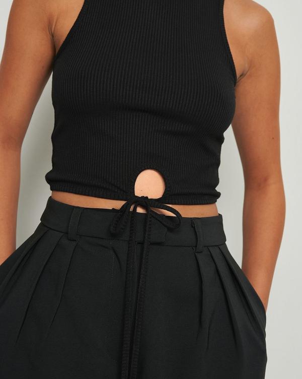 Ribbed Fitted Top with Waist Tie-Up - JioMart