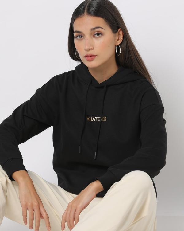 Typographic Print Hoodie with Ribbed Hem - JioMart