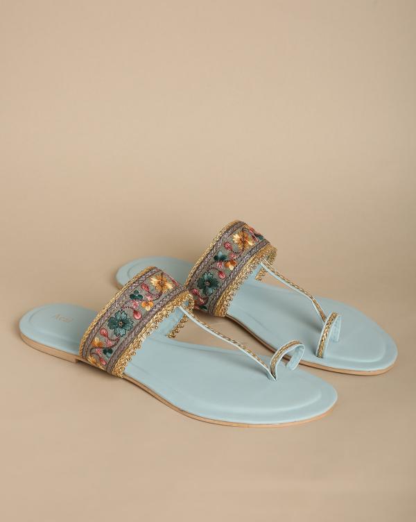 Embroidered Toe-Ring Sandals - JioMart