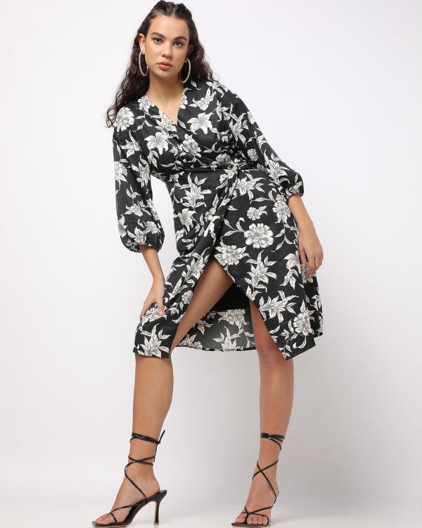 Floral Print Wrap Dress - JioMart