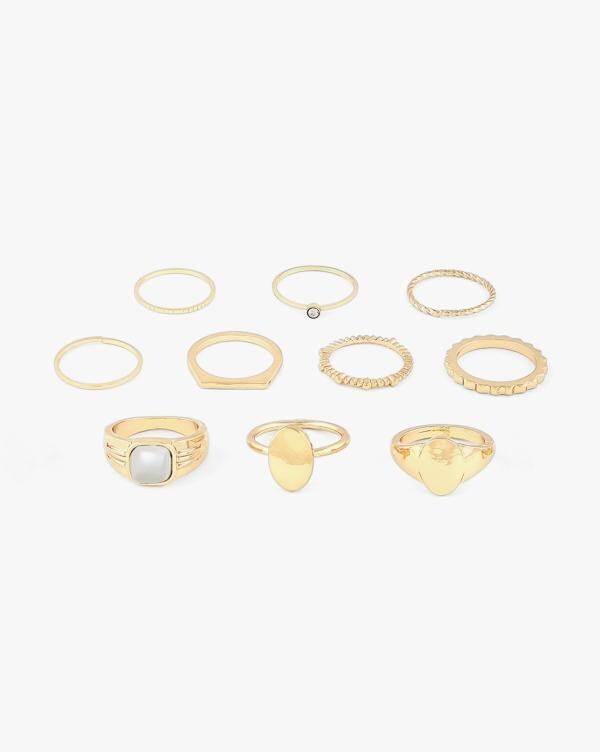 Set of 10 Gold-Plated Rings - JioMart