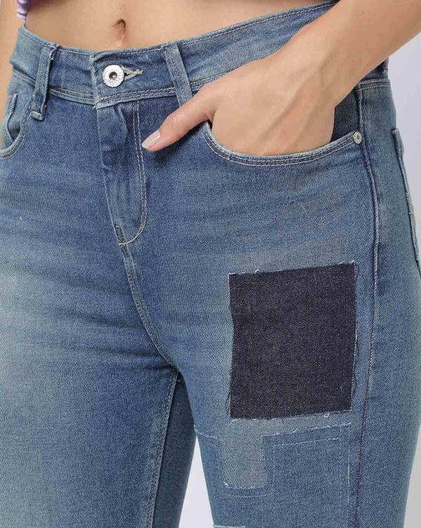 Heavily Washed Distressed Flared Jeans - JioMart