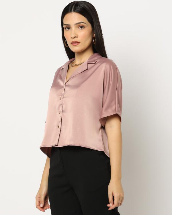 Button-Front Top with Notch Collar - JioMart