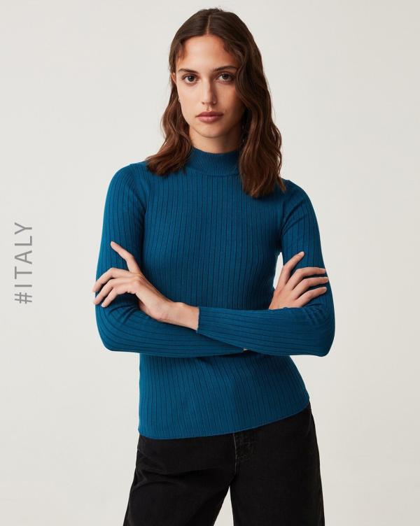 Ribbed High-Neck Pullover - JioMart