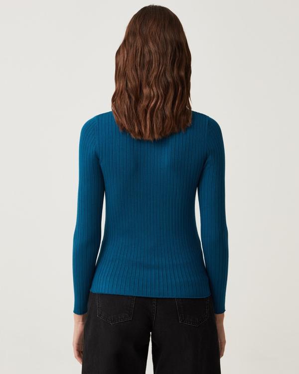 Ribbed High-Neck Pullover - JioMart