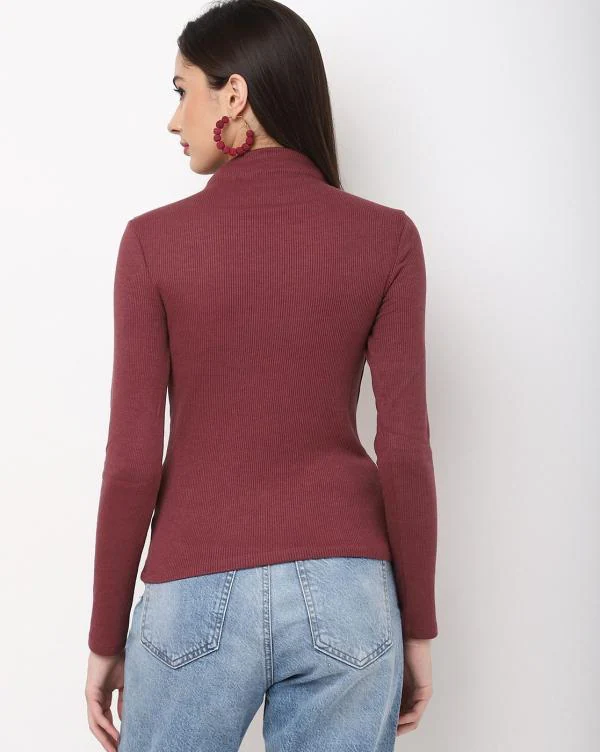 Ribbed High-Neck Top - JioMart