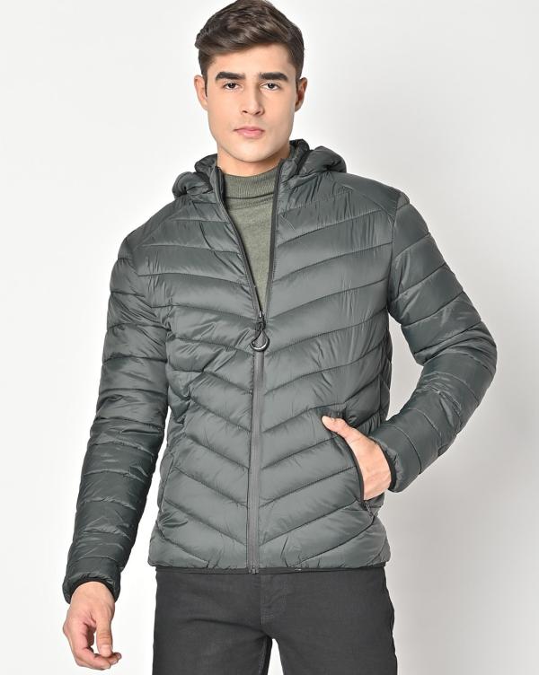 Slim Fit Puffer Hooded Jacket - JioMart