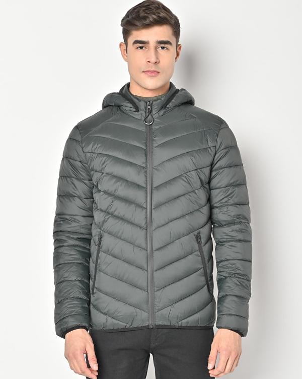 Slim Fit Puffer Hooded Jacket - JioMart