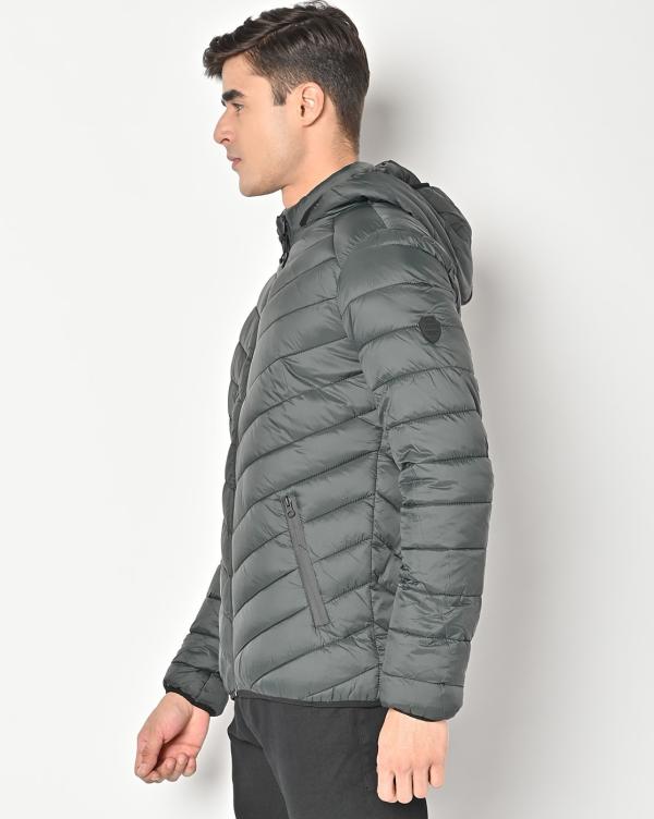 Slim Fit Puffer Hooded Jacket - JioMart