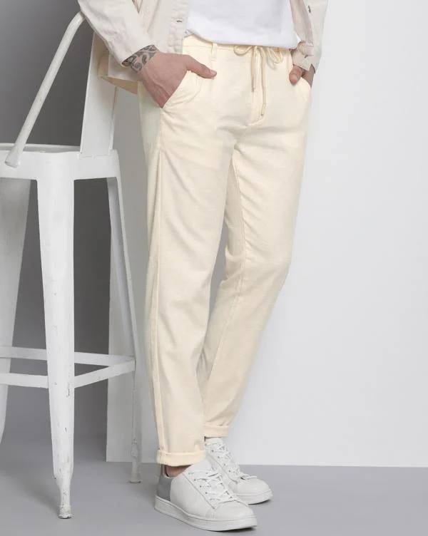 Slim Fit Flat-Front Trousers - JioMart