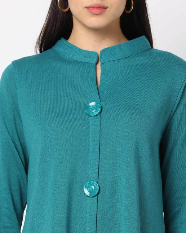 Button-Down Shrug with Mandarin Collar - JioMart