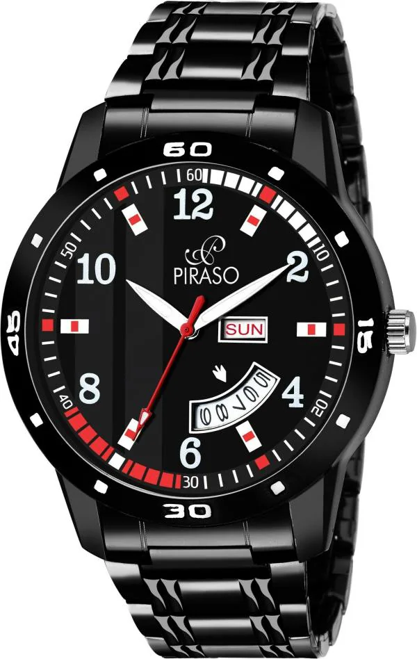 PIRASO Analog Black Dial Black Strap Watch for Men - JioMart