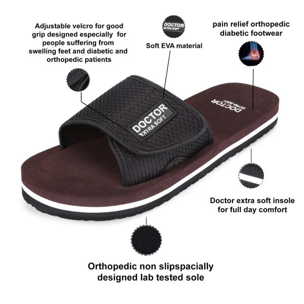 DOCTOR EXTRA SOFT Brown House Slides for Men's Ortho Care Orthopaedic ...
