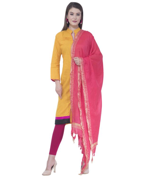 A R Silk Gajari Color Golden Border Dupattas & Chunnis - JioMart