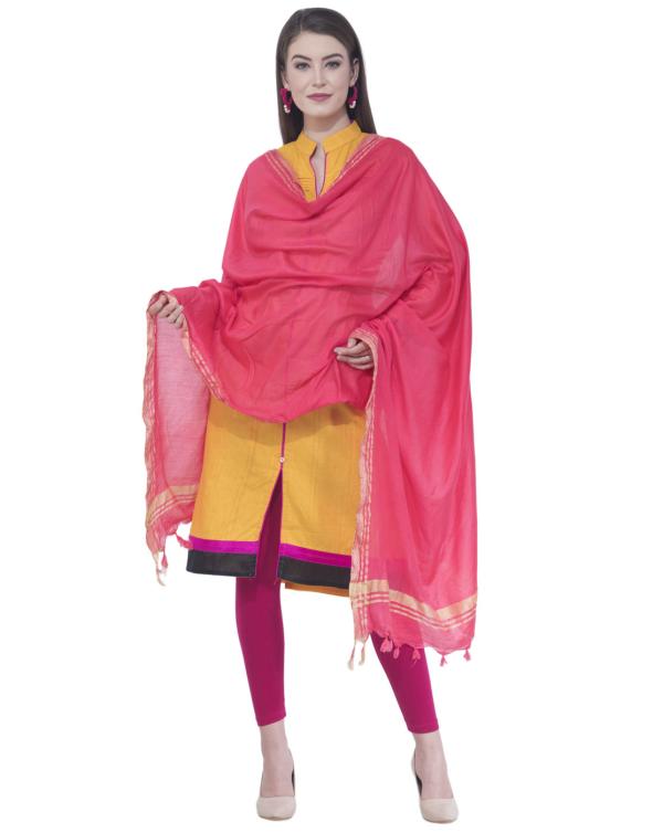 A R Silk Gajari Color Golden Border Dupattas & Chunnis - JioMart