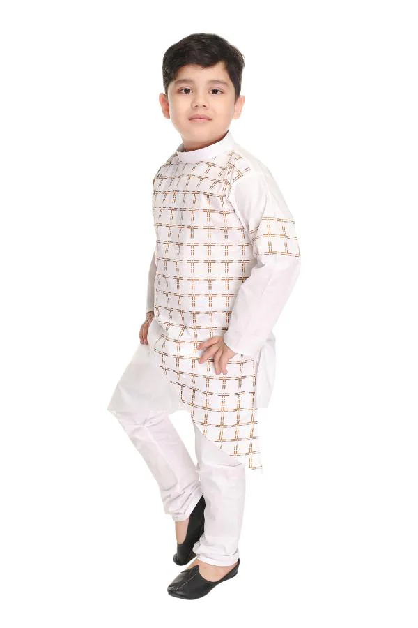 NEW GEN BOYS WHITE COTTON PACK OF 1 KURTA & PAIJAMA PANT - JioMart