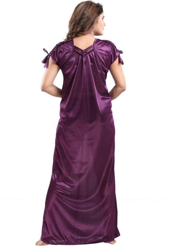 Life-Tale Women Purple Lace Satin Nighty - JioMart