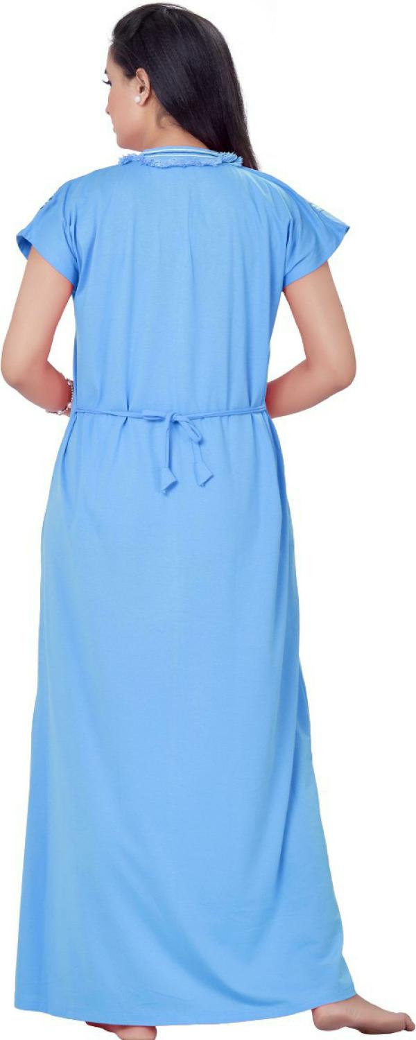 Honeydew Women Light Blue Solid Hosiery Single Nighty - JioMart