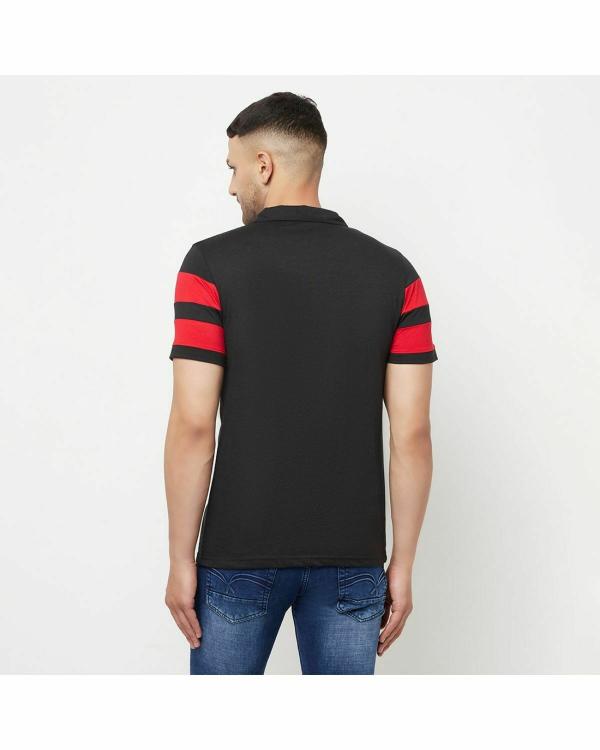 Glito striped Balck & Red Half Sleeves Polo T-shirts For Men's - JioMart