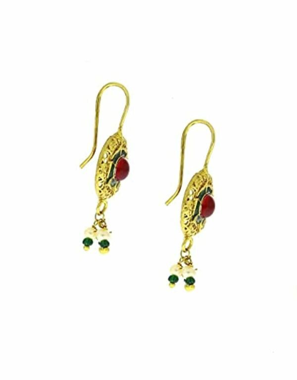Anuradha Art Jewellery Gold Plated Marathi Style Beautiful Bugadi Clip-On Earrings Multi Colour ...