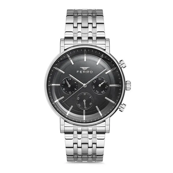 Ferro Multifunction Black Round Dial Men's Watch - FM1866A-A2 - JioMart