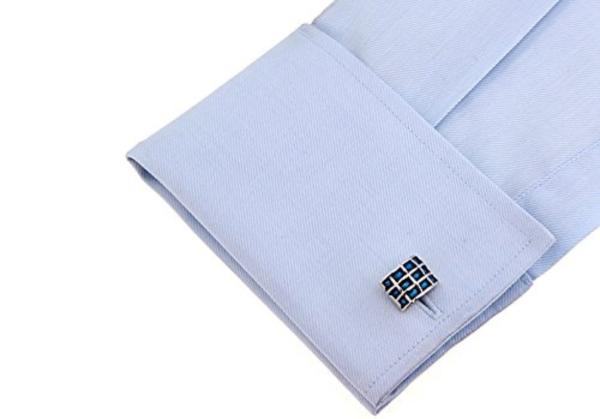 ZIVOM Blue and Silver Rectangular Cufflink (Men) - JioMart