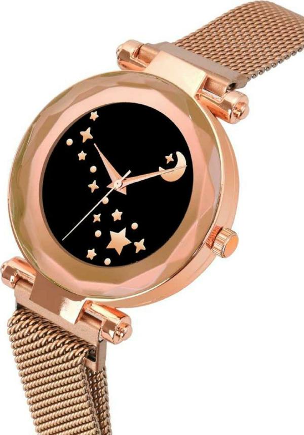 Rozti Analog Black Dial Rose Gold Strap Watch for Women - JioMart