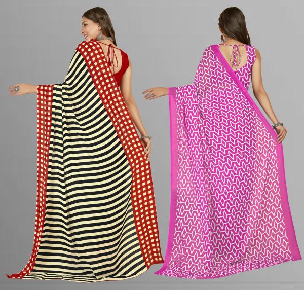 Anand Women Multicolor7 Self Design Pattern Georgette Pack of 2 Saree ...