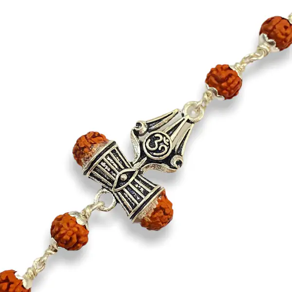 Hem Jewels Pure Silver Rudraksh Bracelet Rakhi with Damru and Trishul ...