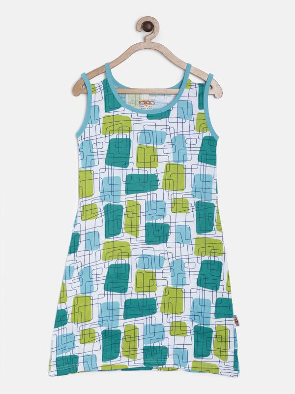 Sini Mini Light Blue Girls Cotton Midi Knee Length Casual Dress - JioMart