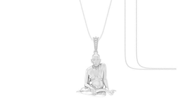 Akshat Sapphire Pure Silver Spiritual Swami Samarth Pendant With Chain ...