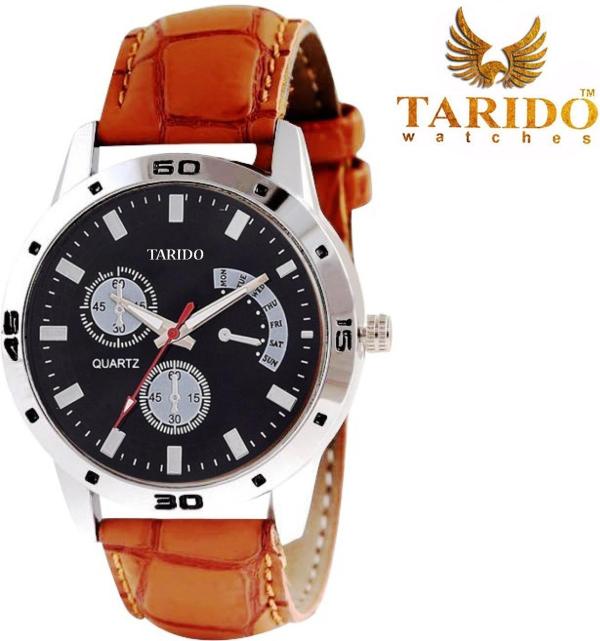 Tarido Analog-Digital Black Dial Brown Strap Watch For Men (Pack Of 2 ...
