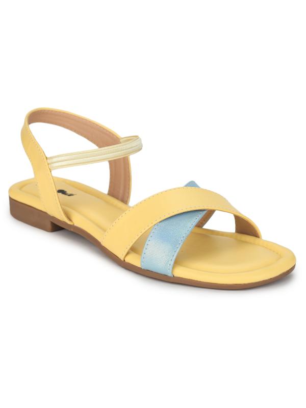 RetroWalk Yellow stylist Flat Sandals for Women - JioMart