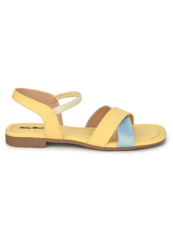 RetroWalk Yellow stylist Flat Sandals for Women - JioMart