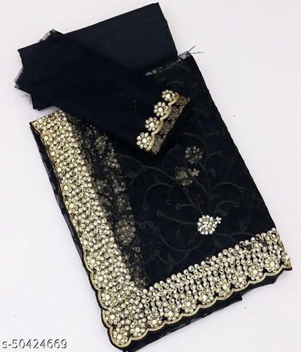 Heavy Net Embroidery & Moti Work Saree - JioMart