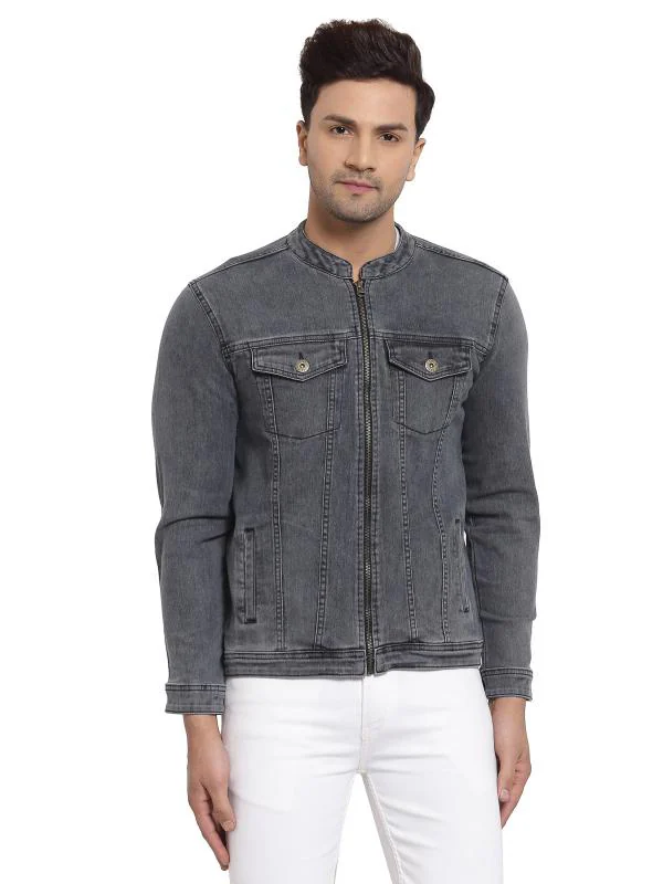 Style Quotient Men Grey Washed Denim Jacket - JioMart