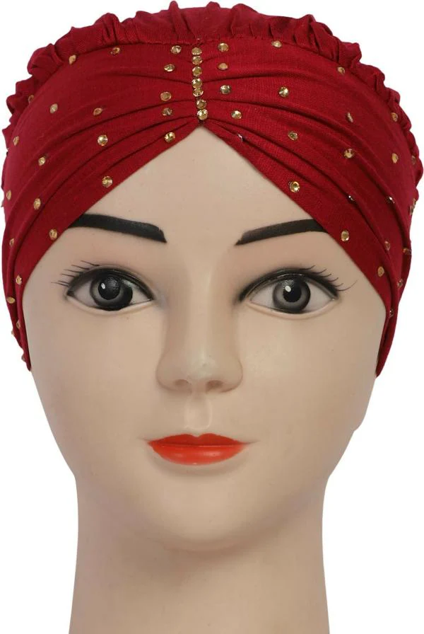 Monati Women Maroon Embellished Cotton Lycra Underhijab Pre Tied Knot ...