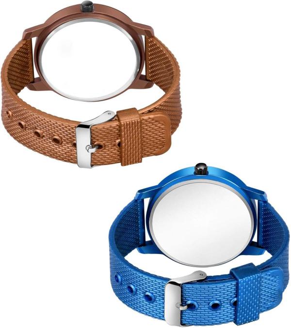 Blue Pearl Analog Brown, Blue Dial Brown Strap Watch For Men (Pack Of 2 ...