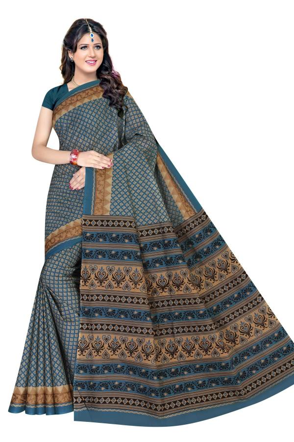Tamaira Fashion Blue Pure Cotton Saree for women - JioMart