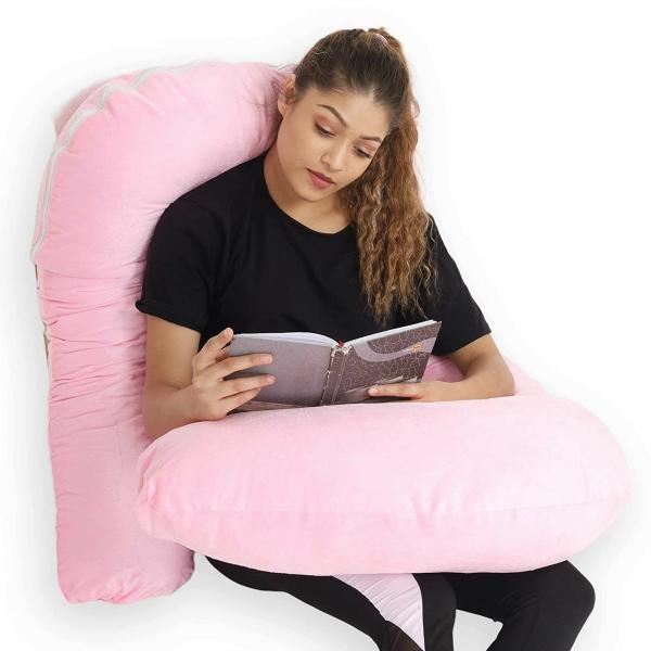 Lee Black Pink Velvet J-Shaped Body Pregnant Pillows With Zippered ...