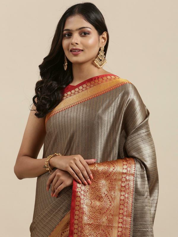 PTIEPLBanarasi black kanchi silk maroon pattu border banarasi saree ...