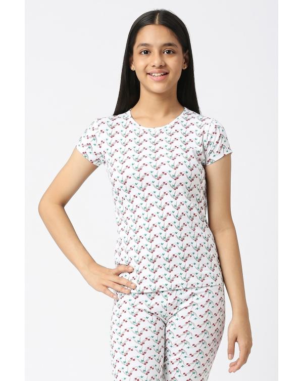 SINI MINI Round Neck With Half Sleeve Red Girls Casual Pack of 1 Top ...