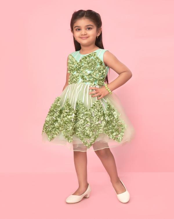Aarika Girls Green Color Net Self-Design Frocks - JioMart
